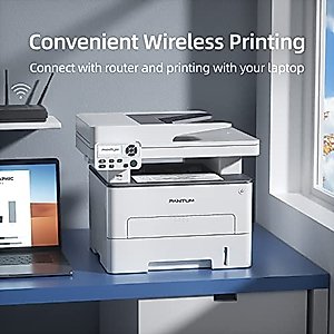 Pantum M7102DW Monochrome Wireless All-in-one ADF Multifunction Laser Printer, Auto Duplex, Copy＆Scan(W5G63B) with TL-410X