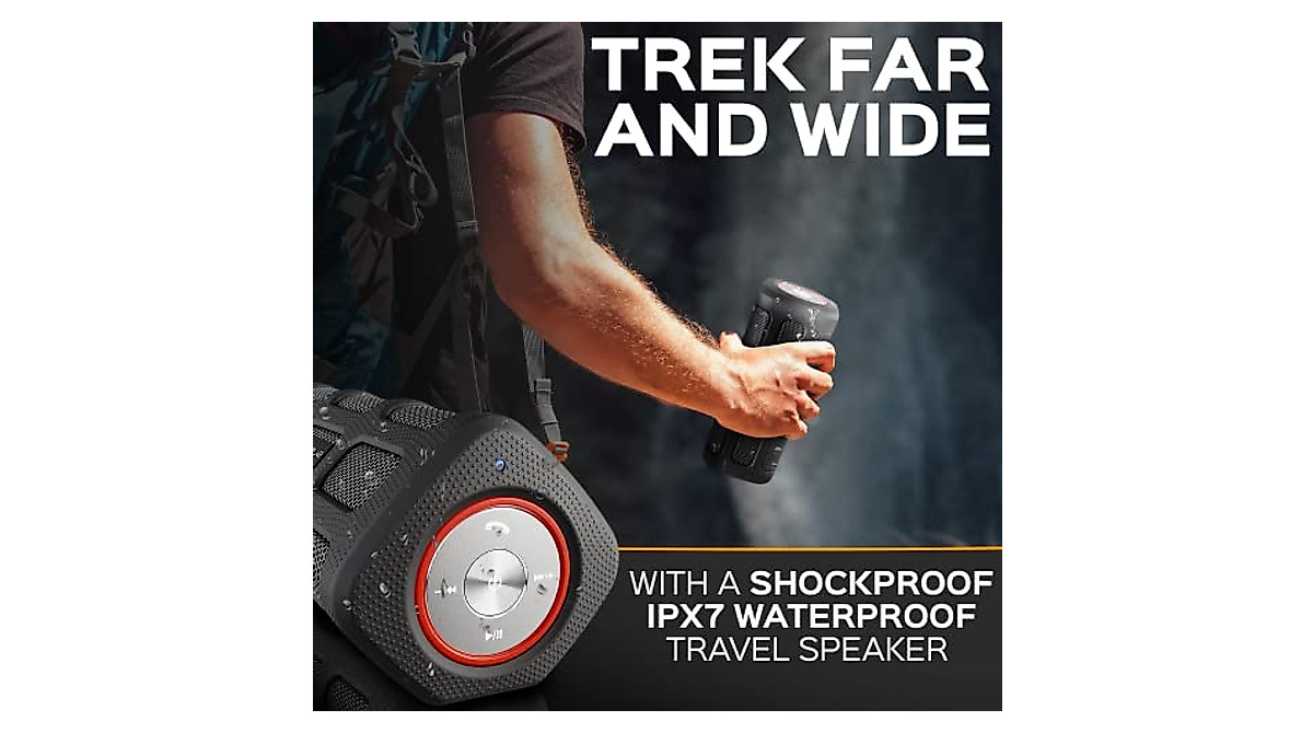 TREBLAB FX100 Portable Bluetooth Speaker – Rugged & Waterproof 35H Battery