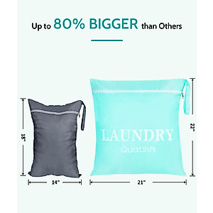 Quatish Travel laundry bags, 2 Pack Laundry Bag Travel, Portable Wet Bag Dirty Clothes Travel Bag, Washable and Small Laundry Bag with Handles, Travel Size Toiletries for Gym, Camping