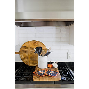 Pearhead Cloth Trivet Set, Bone Appetit Set of 2 Kitchen Trivets, Fall Décor for The Kitchen, Hot Plate Placemat, Fall Kitchen Decorations, Halloween Pot Holders