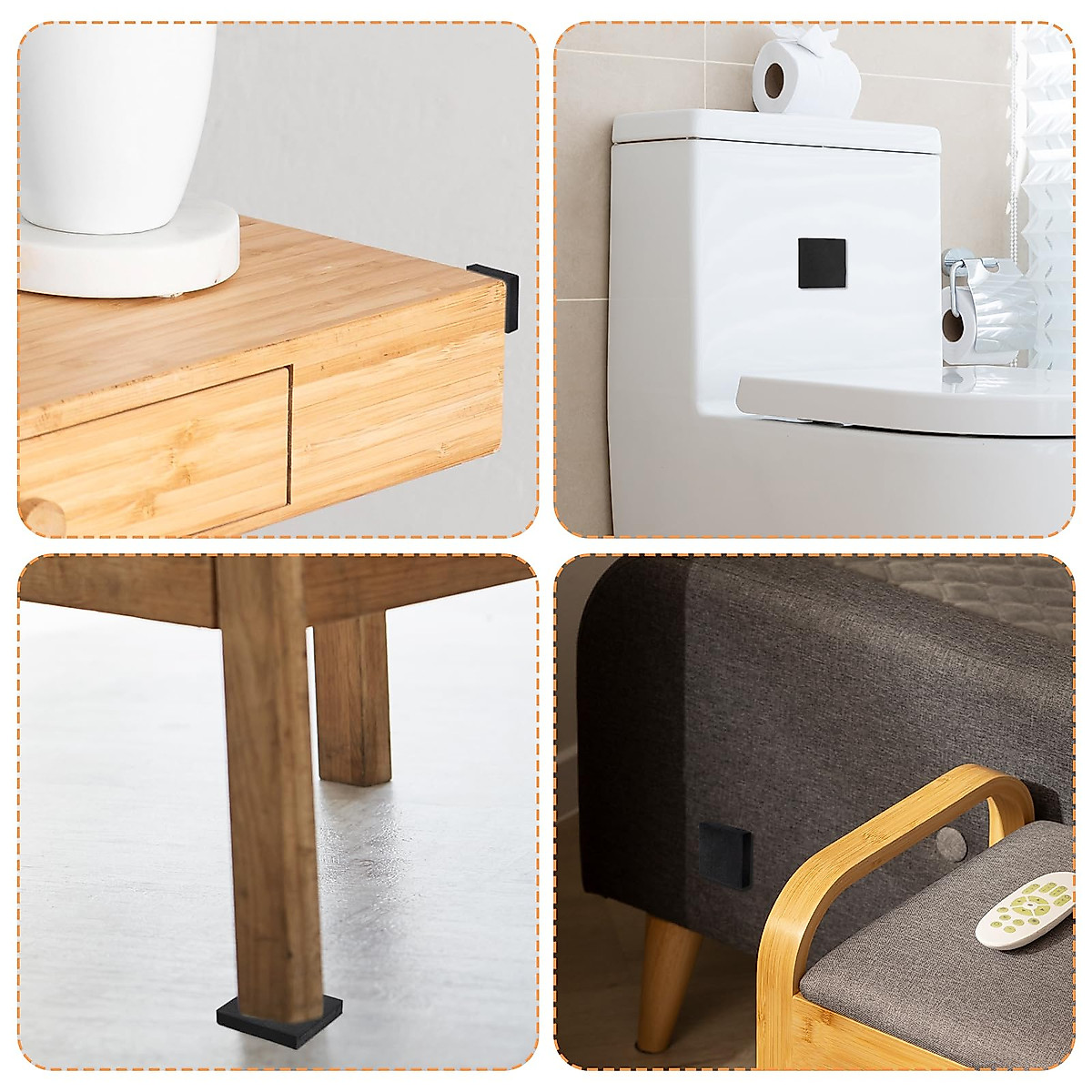 20Pcs Anti Shake Headboard Stoppers for Wall Wall Protector from Furniture Wall Protector from Furniture Bed Noise Stoppers Bed Frame Noise Bumper Square EVA Headboard Stabilizer Pad, Black and White