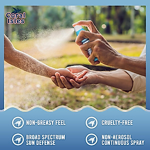 Coral Isles Reef Safe Sunscreen Spray SPF 50 - Broad Spectrum UVA/UVB Protection - Octinoxate & Oxybenzone Free - Hawaii Compliant - Non-Greasy, Fragrance Free - Water Resistant - 6 Fl Oz 3 pack