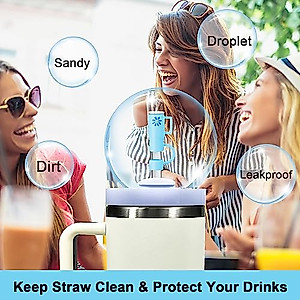 10Pcs Straw Covers Cap Fitting for Stanley Cup,10mm Silicone Straw Topper Compatible for Stanley 30&40 Oz Tumbler with Handle, Straw Caps Reusable Straw Tip Cover Suited for Stanley Cup Accessories