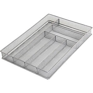YBM Home Stainless Steel Silverware Tray Organizer for Kitchen Utensils, In-Drawer Cutlery Tray Mesh Utensil Drawer Organizer with 6 Compartments for Kitchen and Office