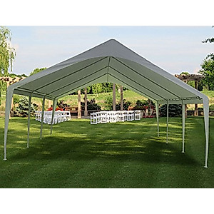 Impact 20' x 20' x 12' Portable Carport Garage Canopy, Outdoor Party Tent with 8 Dressed Legs, White