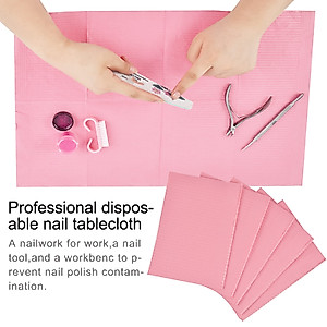 LXIANGN 125PCS Disposable Nail Art Table Towels Mat 13" X 17" Waterproof 3 Ply Nail Art Mat Paper Sheet Clean Pads Tattooing Table Mat Nail Table Cover Tattoo Supplies (Pink)