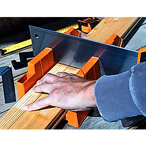 ACEgoes 12" Miter Box with Saw Included, Reinforced Steel Back Saw for Accurate Cutting, Preset 90 Degree 45 Degree 22.5 Degree and 0 Degree Cuts, 4-1/2in x 3in (width x Height) Cutting Capacity