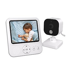 BABELIO Video Baby Monitor with Camera and Audio, 2-Way Talk, Long Range up to 1000ft, No WiFi Needed, Night Vision, Temperature Sensor, Wall Mountable & Portable for Travel - Baby Camera Monitor