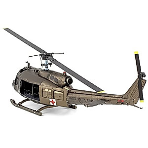 Fascinations Metal Earth UH-1 Huey Helicopter Color 3D Metal Model Kit Bundle with Tweezers