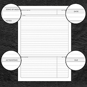 Meeting Notebook for Work with Action Items 120 Sheets Meeting Planner Organizer for Office Meeting Agenda Book Spiral Meeting Notes Notebook for Women Men, A5 Blue