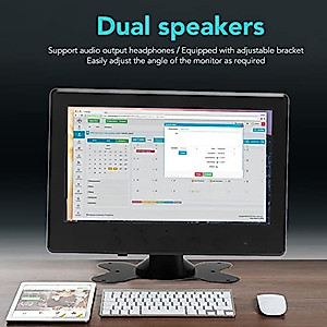 Akozon LED Color Video, 7 Inch TFT LED Monitor with VGA HD Multimedia AV BNC USB DC Input Portable HD Color Display with Speaker Remote Control 100‑240V(US Plug)