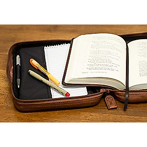 Dicksons Armor of God Brown Large Leather Like Vinyl Bible Cover Case with Handle Large