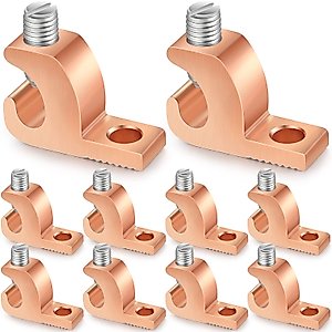 10 Pack Lay in Connector Pool Bonding Lug Copper Conductor Lay in Connector Copper Lay in Lugs AWG for Grounding Swimming Pool and Conduits, 4-14 Wire Range