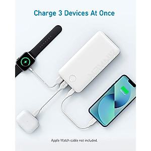 Anker 335 Power Bank (PowerCore 20K), 20W Portable Charger with USB-C Fast Charging, Works for iPhone 13/12 Series, Samsung, iPad Pro, AirPods, Apple Watch, and More (White)