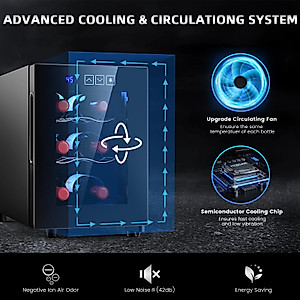 Mojgar 6 Bottle Wine Cooler, Freestanding Small Wine Fridge with 46-66℉ Digital Temperature Control Thermoelectric Wine Cooler, Countertop Wine Cooler for Wine Enthusiasts, 16L Wine Refrigerator