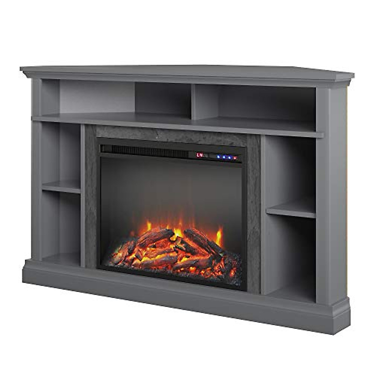 Ameriwood Home Overland Electric Corner 50", Graphite Gray Fireplace TV Stand