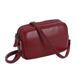 Phenas Leather CellPhone Purse Crossbody Shoulder Bags Medium Purse Multi Zipper Purses Handbag Wallet for Women