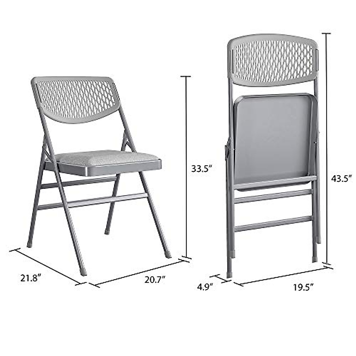 Cosco Products COSCO Ultra Comfort Commercial Fabric and Resin Mesh, Gray, 4-Pack Folding Chair, 4 Pack