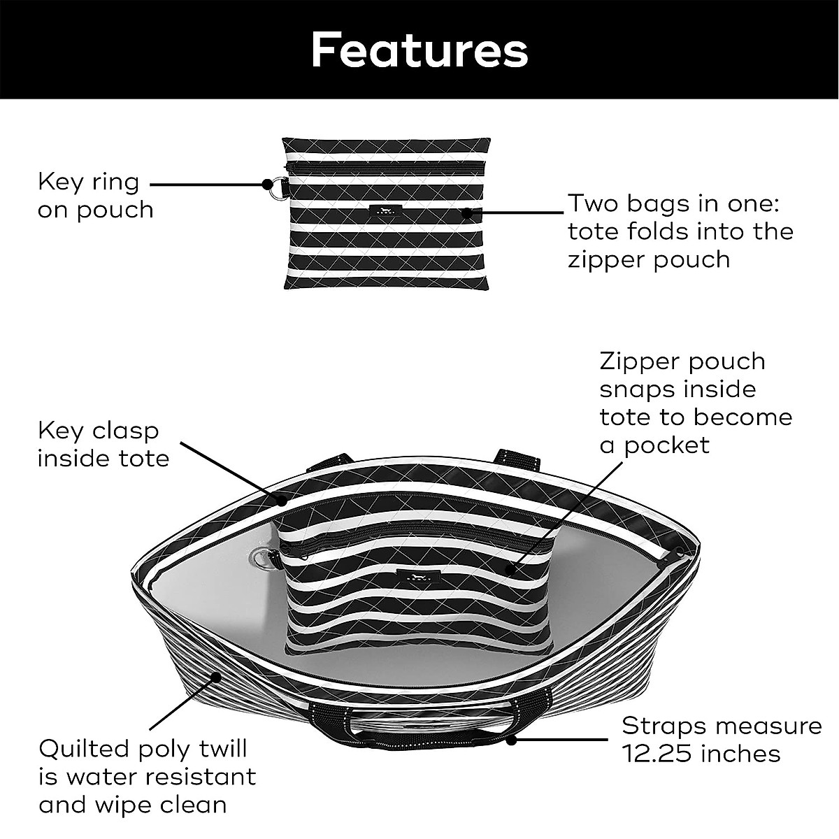 SCOUT Plus 1 Foldable Travel Bag, 2 Bags in 1, Tote Folds into Zipper Pouch