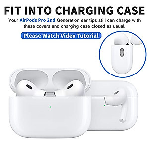 [Anti Allergic Cover] Replacement Silicone Ear Tips for airpods pro 2nd Generation, Reduce Ear Pain,fit in Charging case,Noise canceling,Anti Scratches,Installation Guide (S/M/L)