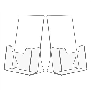 NIUBEE 2 Pack 8.5'' x 5.5'' Acrylic Bi-fold Brochure Holder,Clear Plastic Counter top Organizer