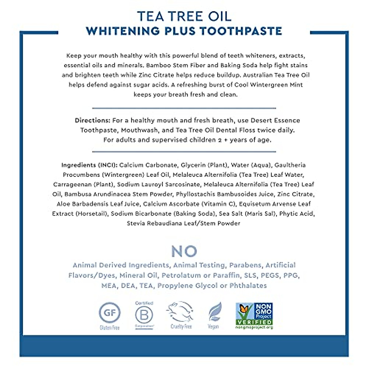 Desert Essence Natural Whitening Plus Tea Tree Oil Bundle - 1 Unit of 6.25 Oz Toothpaste & 16 Fl Oz Mouthwash - Refreshing Taste - Promotes Healthy Mouth - Complete Oral Care