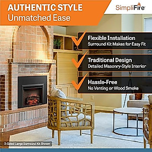 SimpliFire Electric Fireplace Insert, 32-Inch with Small Surround, Installs Into a Wood Fireplace Opening, Textured Logs, Remote Control, 1500W Heater