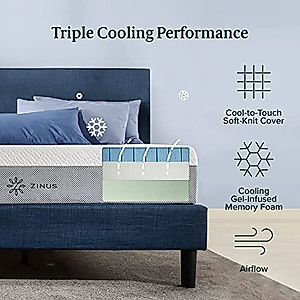 ZINUS 12 Inch Ultra Cooling Gel Memory Foam Mattress / Cool-to-Touch Soft Knit Cover / Pressure Relieving / CertiPUR-US Certified / Bed-in-a-Box / All-New / Made in USA, Queen