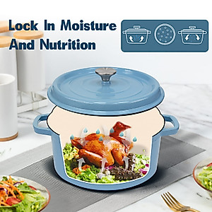 Dutch Oven Pink,Enameled Cast Iron Dutch Oven with Lid, 5.25 Quart Round Nonstick Enamel Cookware Crock Pot,Dutch Oven with Dual Handle and Cover Casserole Dish 9.45 Inch