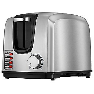 BLACK+DECKER 2-Slice Toaster, Modern, Stainless Steel, T2707S, Silver