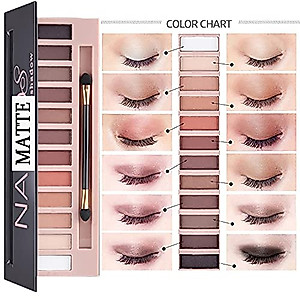 All in One Makeup Kit For Girls 12 Colors Nude Matte Eyeshadow Palette, Nude Foundation Face Primer, Makeup Brush, Makeup Sponge, Eyebrow Soap Kit, Lipstick Set, Winged Eyeliner Stamp Makeup Set (SetA)
