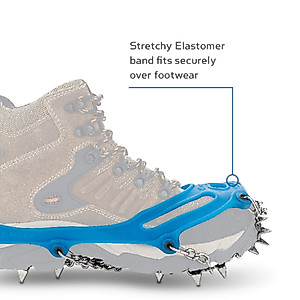 Yaktrax Ascent Heavy Duty Traction Cleats with 16 Stainless-Steel Spikes, Blue, X-Large (1 Pair)