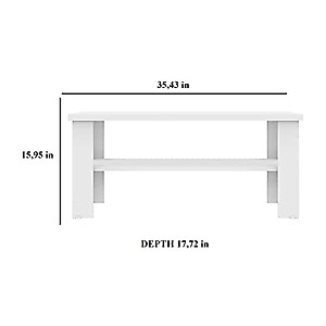 Modern Classic Rectangular Coffee Table for Living Room, Dining Room with Color Combination (White)