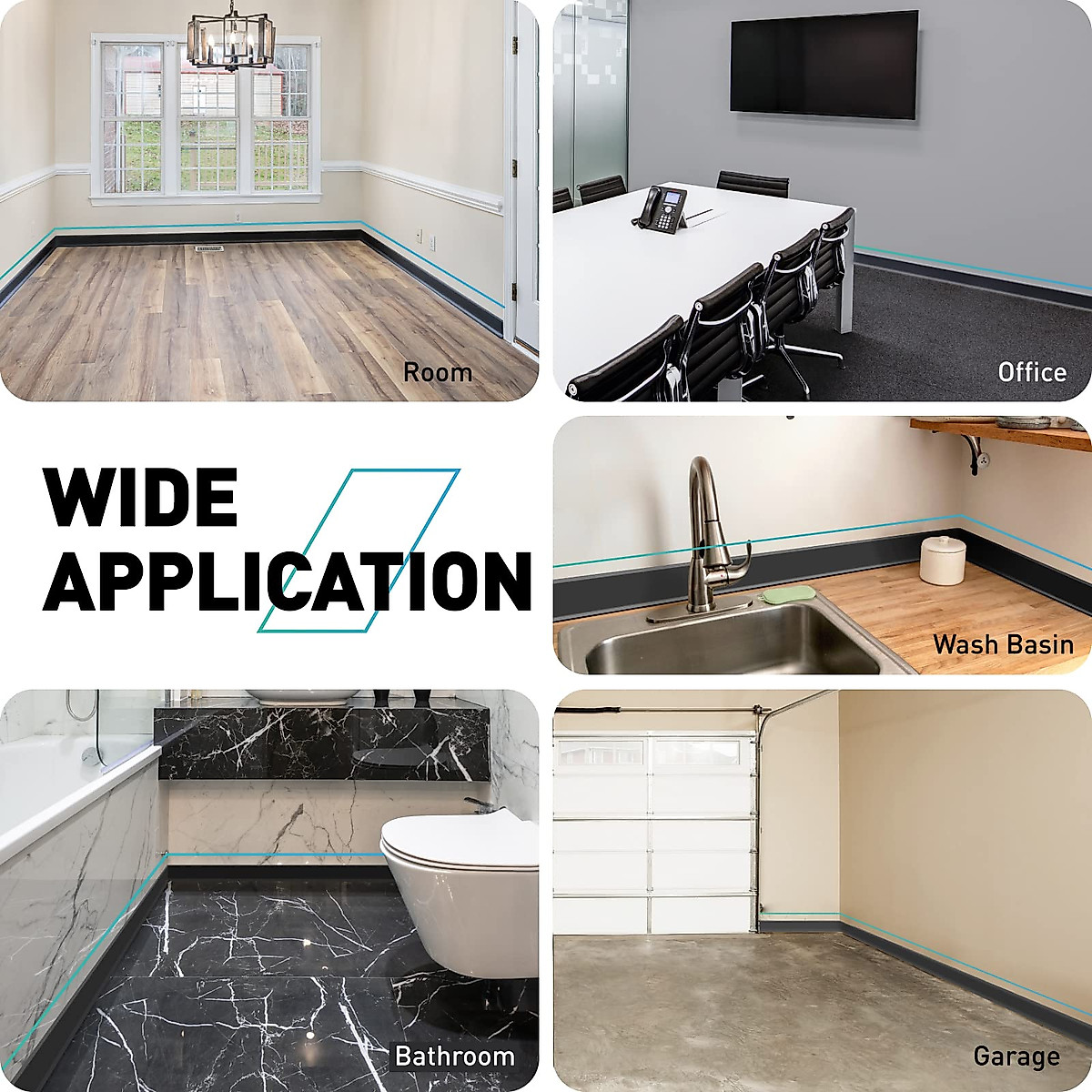 FCSOTSPS Baseboard Trim, 20 Feet *4 Inch Peel and Stick Flexible Baseboard Molding Trim, Self-Adhesive Vinyl Baseboard Cove Base, Base Boards for Walls with 1 PCS Utility Knife (Black)