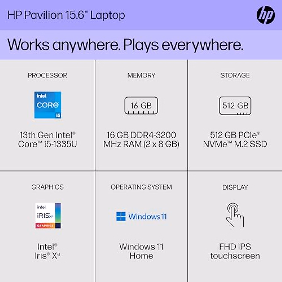 HP 2023 Newest Pavilion Laptop for Business, 15.6" FHD Touchscreen, Intel Core i5-1335U(up to 4.6GHz, Beats i7-1270P) 64GB RAM, 1TB SSD, Intel Iris Xe Graphics, Wi-Fi 6, Webcam, Windows 11 Home
