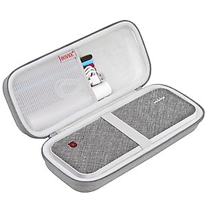 BOVKE Carrying Case Compatible with MUNBYN Portable Printer Wireless for Travel ITP01 Mobile Inkless Printer/for JADENS Wireless Portable Printer, Mesh Pocket for Thermal Papers, Cables, Grey