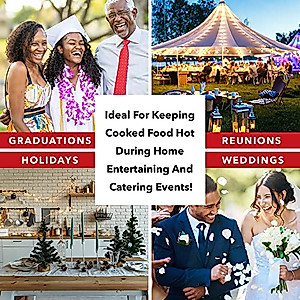 Sterno Party Pack Disposable Aluminum Chafing Dish Buffet Set with Green Canned Heat Warmers, Wire Racks, Foil Pans, and Serving Utensils, 3 Pack, Silver