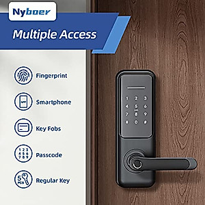Smart Lock, Nyboer Smart Door Handle, Fingerprint, Keyless Entry Door Lock with Handle, Digital Lock with Keypad, Electronic Passcode Smart Door Lock for Front Door,Keypad Door Handle