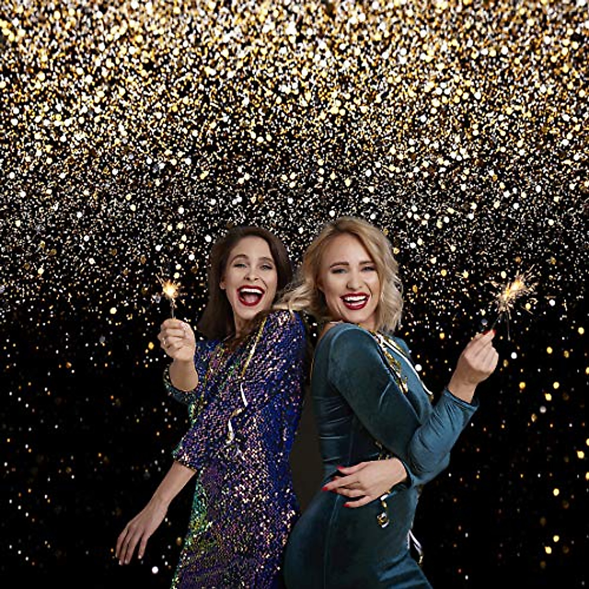 WOLADA 10x10FT Gold Backdrop Glitter Backdrop Gold Spots Bokeh Backdrop Black and Gold Backdrop Wedding Backdrop Gold Backdrop for Parties Vinyl Photography Backdrop 11176