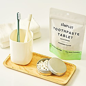 Chewable Toothpaste Tablets with Fluoride, 60 Pack - Travel Sized Oral Care, Eco Friendly Vegan Dental Tabs for Brushing - All Natural, SLS Free Ingredients for Adults - Peppermint Flavored