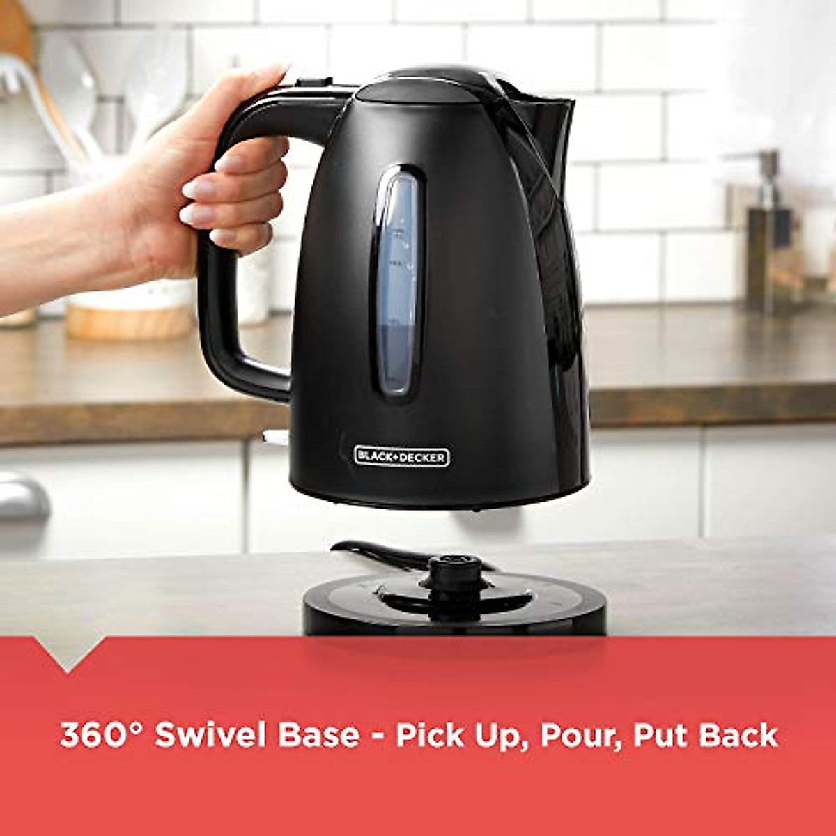 BLACK+DECKER KE1500B 1.7L Rapid Boil Electric Cordless Kettle, Black
