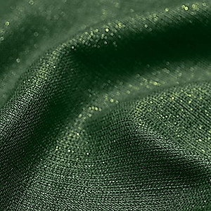 Christmas Green and Gold Curtains 63 Inch Length for Living Room 2 Panels Grommet Semi Sheer Shiny Glitter Sparkle Shimmer Hunter Forest Green Curtain for Bedroom Xmas Holiday Decor Emerald Dark Green