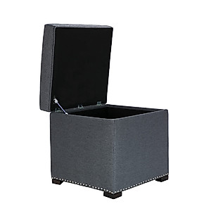 MJL Furniture Designs Tami Square Storage Ottoman, Fabric Upholstered Cube for Living Room, Bedroom or Dorm, Extra Seating Perfect for Small Spaces, 19 Inch, Grey