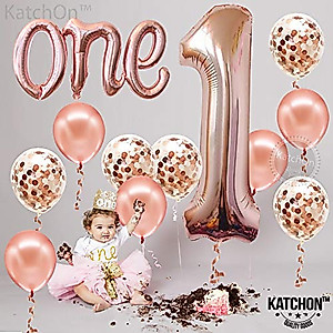 Large, Rose Gold One Balloon for First Birthday - Number 1 Balloon, 40 Inch | 1st Birthday Girl Decoration | Rose Gold 1 Balloon for First Birthday | 1st Birthday Balloons, 1st Birthday Decorations