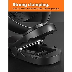 VANPRT 6'' Clip Fan, Portable Clamp Fan with Hanging Hook, 5000mAh Rechargeable Battery Fan, 3 Speeds, 720° Rotation, Quiet, Strong Grip Clamp, 7-30 Working Hours for Camp Stroller Bed - Pink