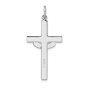 Solid 925 Sterling Silver Textured Risen Christ Cross Pendant Charm