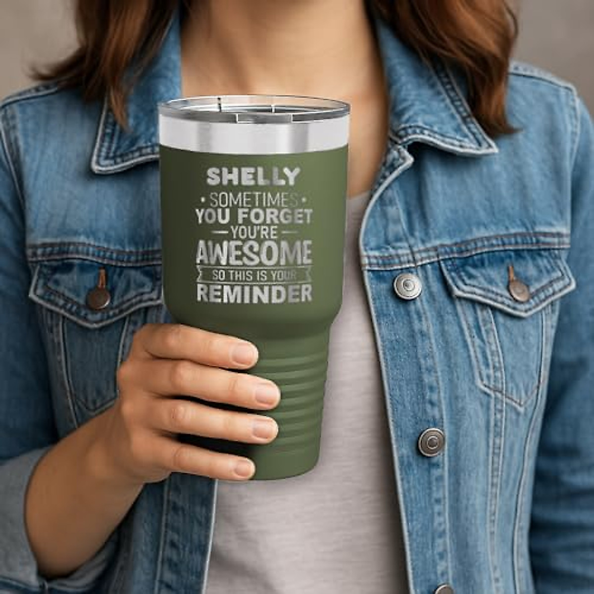 Personalized Inspirational Tumbler, Inspirational Gifts for Men Dad Father Wife Sister Women, Custom Birthday For Him Her, Customized You’re Awesome Tumbler, Teacher Coworker Gifts 30oz Olive