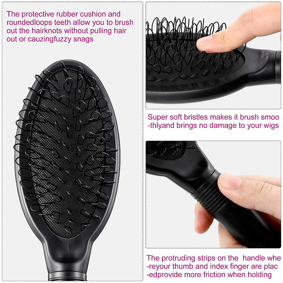 9 Pieces Wig Combs Set Includes Hair Edge Brush Airbag Massage Comb Wide Tooth Hair Comb Wig Clips for Curly Straight Thick Synthetic and Human Hair