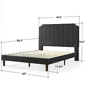 ZINUS Charlotte Upholstered Platform Bed Frame, Mattress Foundation, Wood Slat Support, No Box Spring Needed, Easy Assembly, Queen