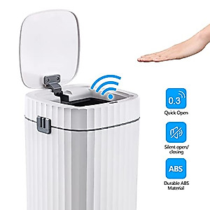 ELPHECO 4 Gallon Automatic Trash Can with Lid, 15.5 L Waterproof Motion Sensor Bathroom Trash Can, Sensor Garbage Bin for Bathroom, Office, Grey